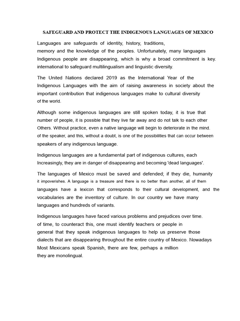 Safeguard and Protect The Indigenous Languages of Mexico | PDF | Mexico ...
