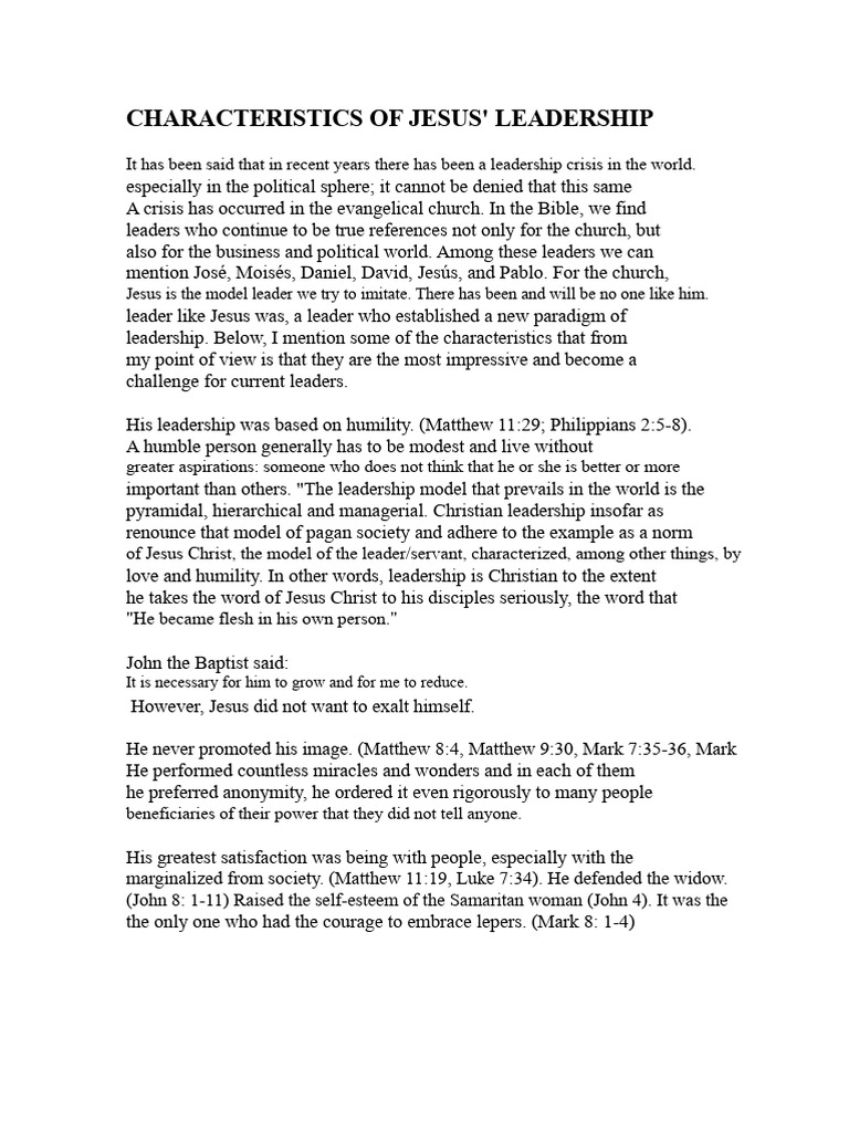 Jesus' Leadership Qualities Explained | PDF | Gospel Of Matthew | Jesus