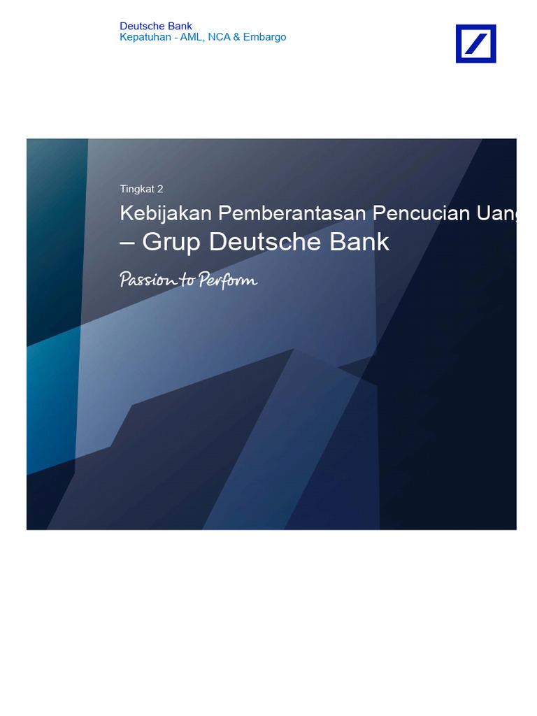 Deutsche Bank Group - Kebijakan Anti Pencucian Uang | PDF