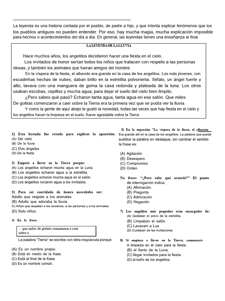 Análisis de Texto - La Leyenda de La Lluvia | PDF | Lluvia