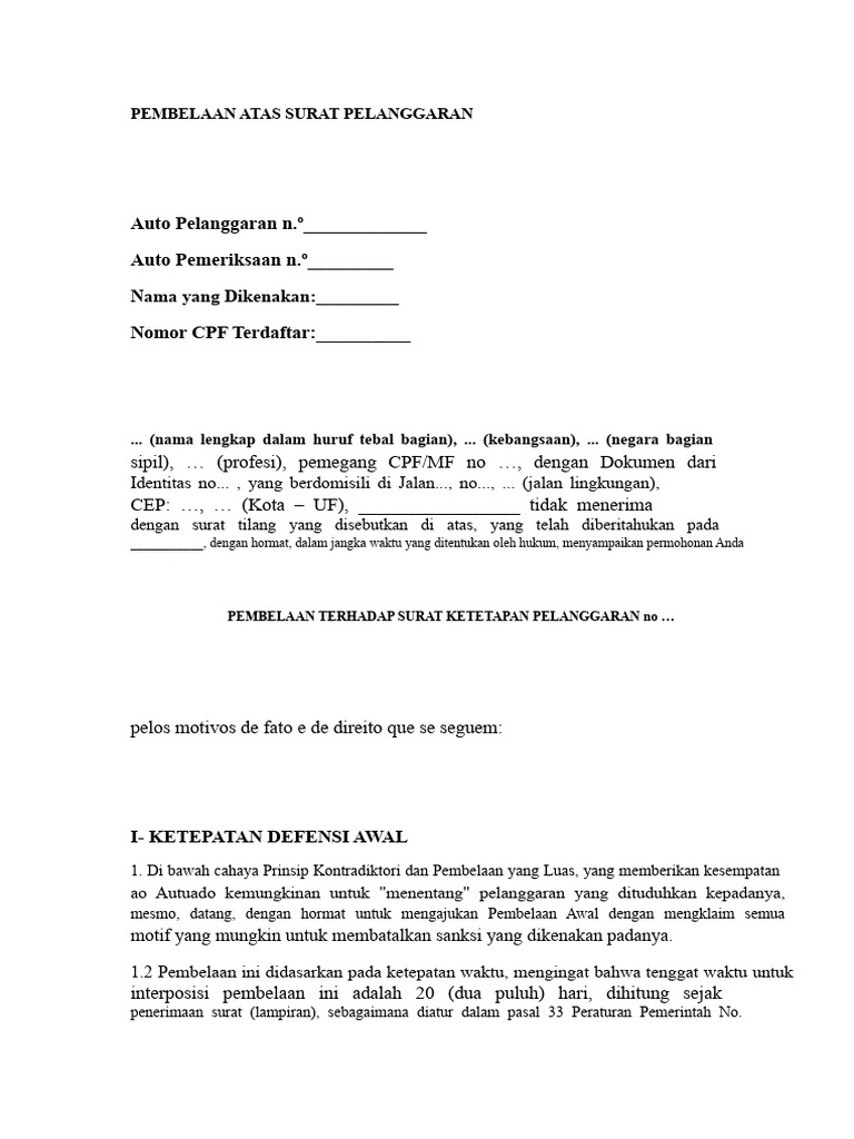 Pembelaan Atas Tindakan Pelanggaran | PDF