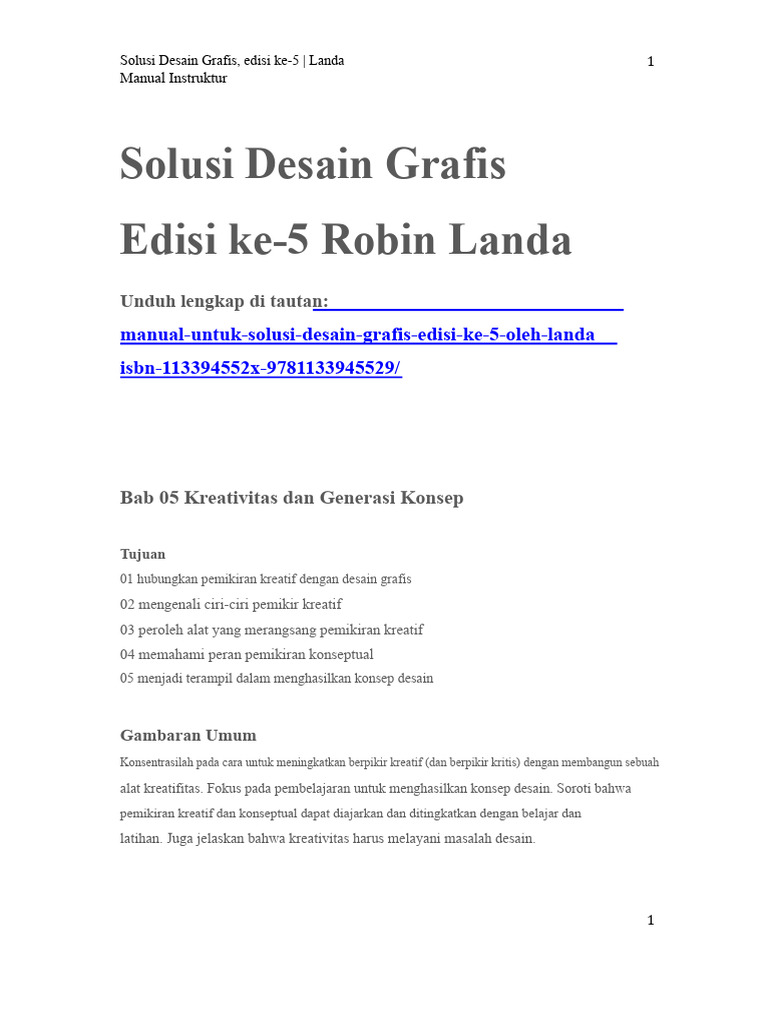 Solusi Desain Grafis Edisi 5 Manual Solusi Robin Landa 1 | PDF