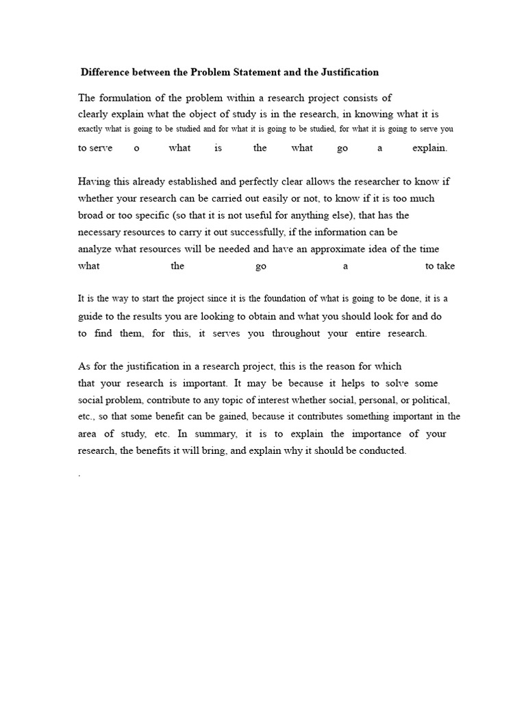Problem Statement vs. Justification | PDF