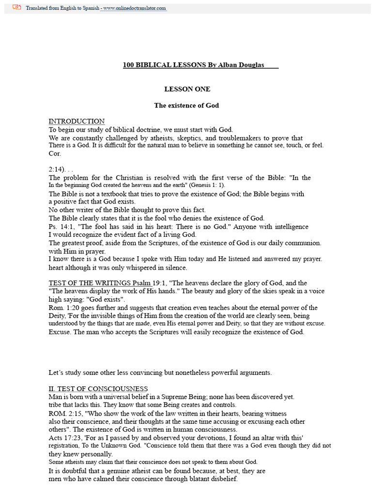 100 Biblical Lessons On God s Existence PDF God The Father Trinity