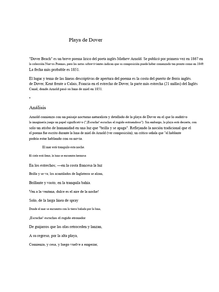 Playa de Dover | PDF | Amor