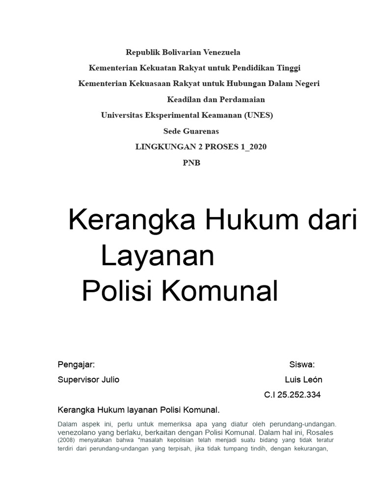 Kerangka Hukum Pelayanan Kepolisian | PDF