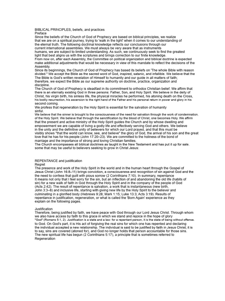 Church of God of Prophecy - Biblical Principles | PDF | Born Again ...