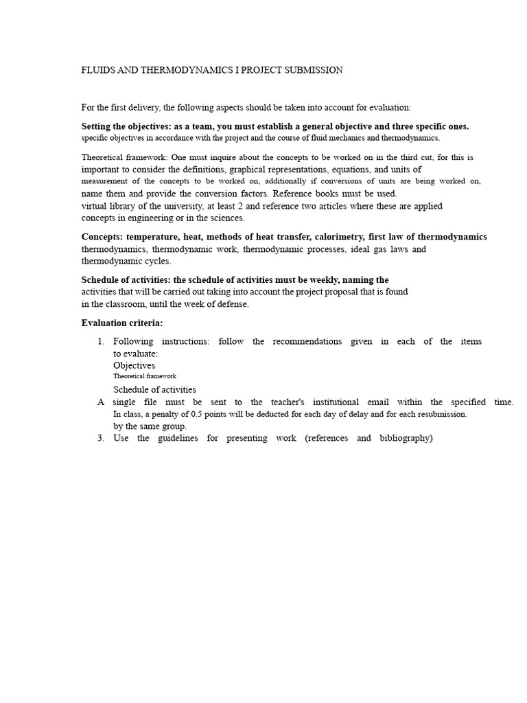 Fluids and Thermodynamics Project Guide | PDF