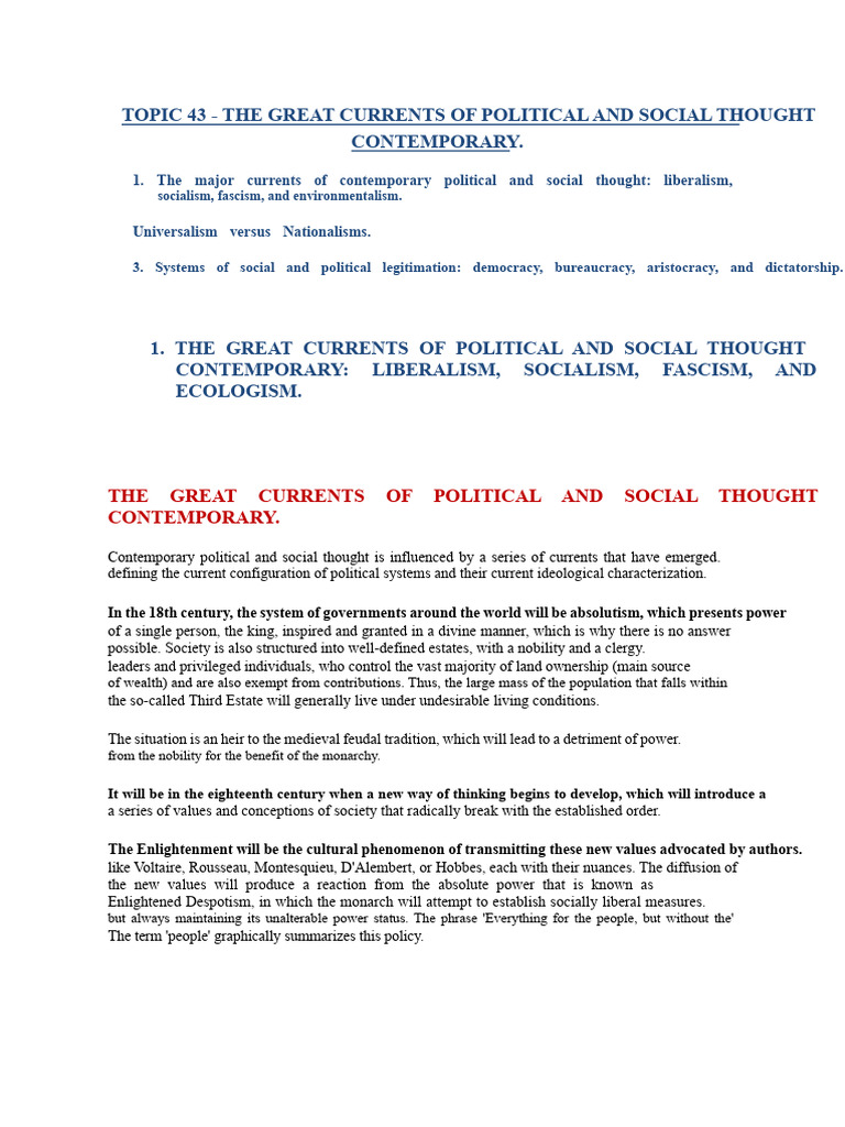 Theme 43 Great Currents of Political and Social Thought | PDF ...