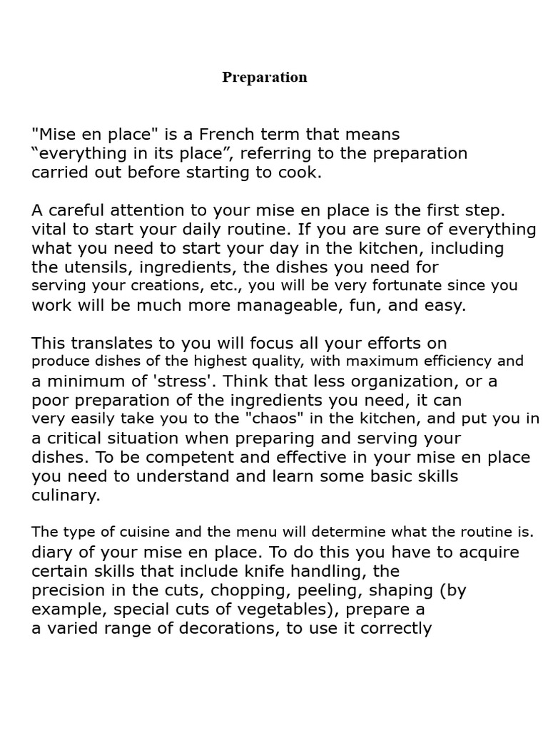 Mastering Mise en Place for Cooking | PDF