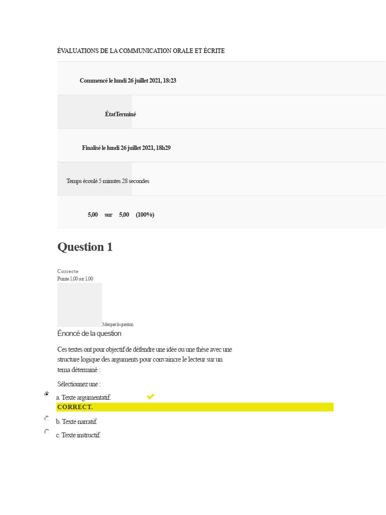 Évaluations de La Communication Orale Et Écrite | PDF | Grand ...