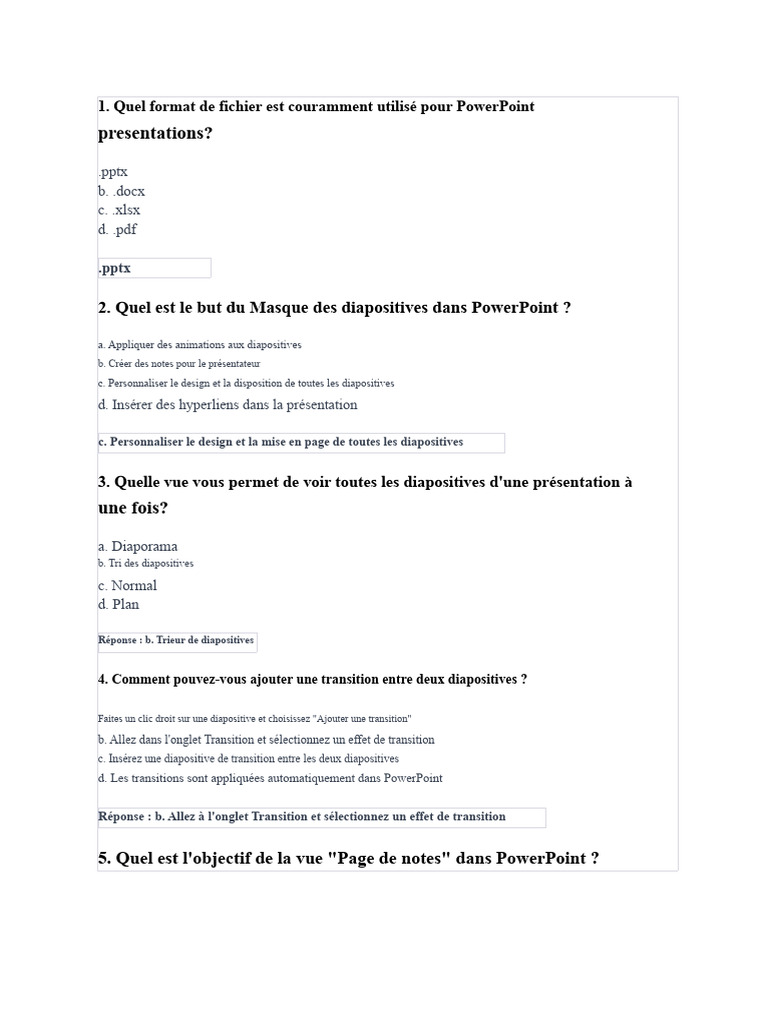 Question À Choix Multiple Sur Power Point | PDF | Microsoft Powerpoint ...