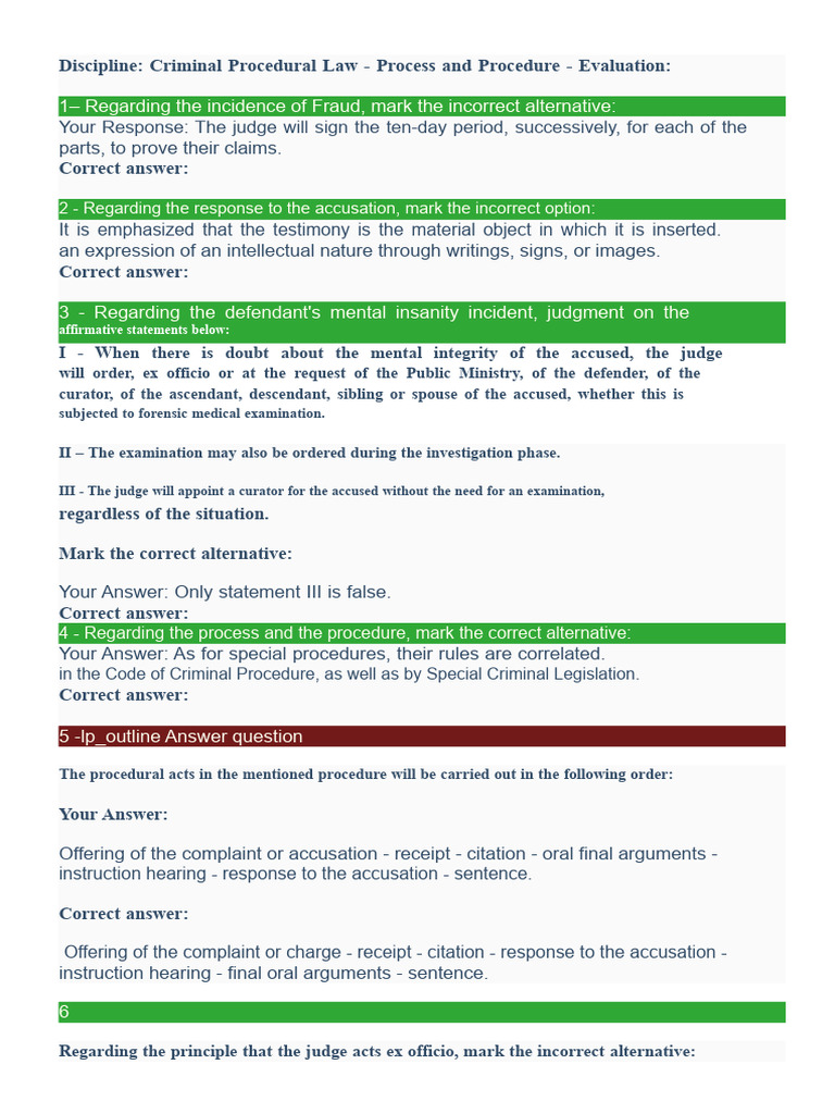 Criminal Procedural Law Evaluation Guide | PDF | Summons | Complaint