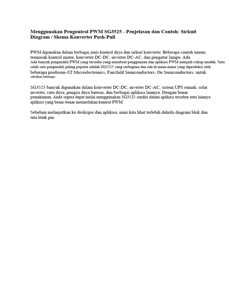 Skema PWM SG3525 untuk Konverter Daya | PDF