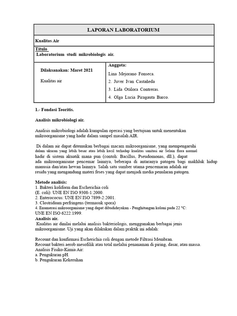 Model Laporan Kualitas Air | PDF