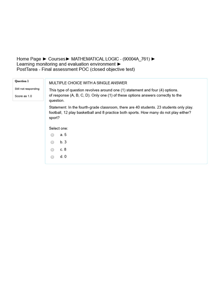 Post Task - Final Assessment POC (Closed Objective Test) | PDF | Logic ...