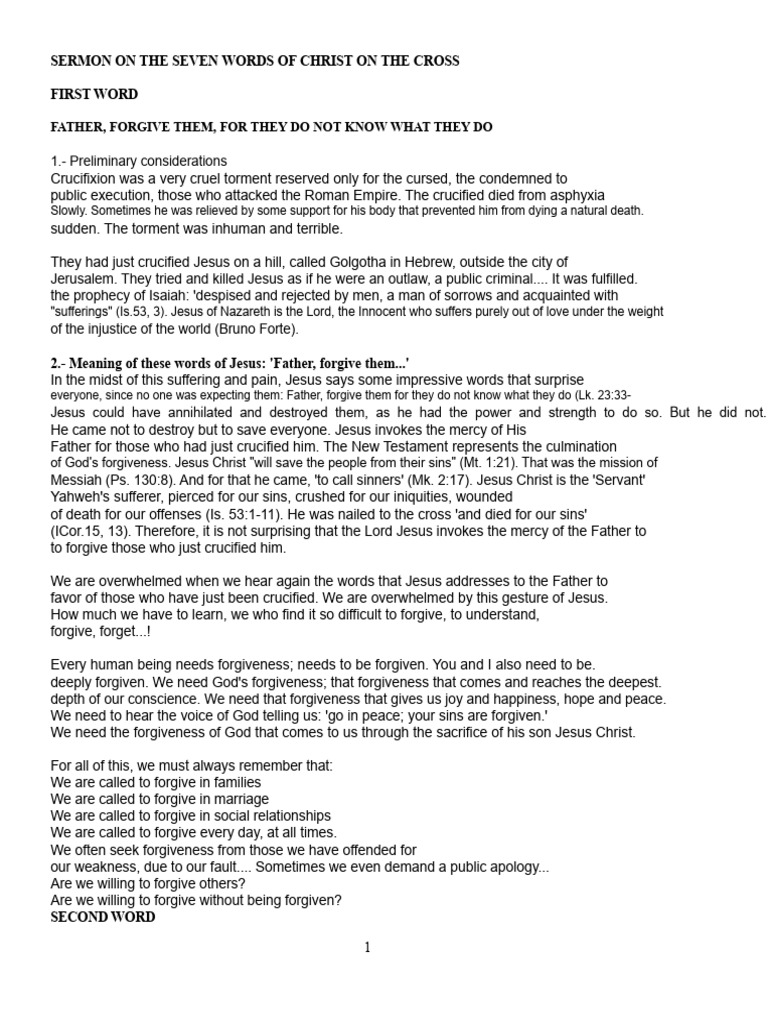 Seven Words of Christ on the Cross | PDF | Jesus | Crucifixion Of Jesus