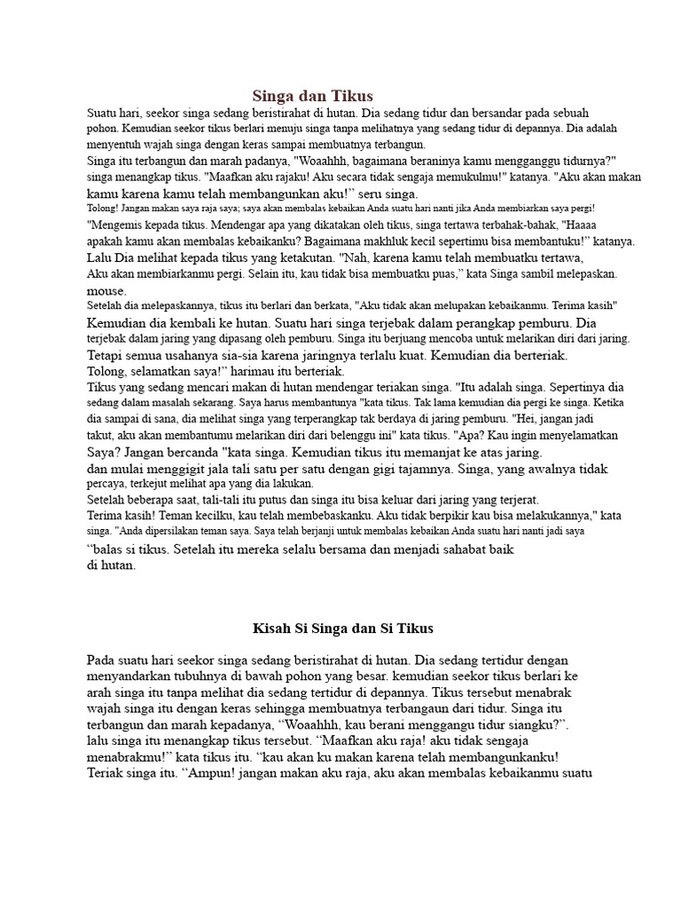 Singa dan Tikus | PDF