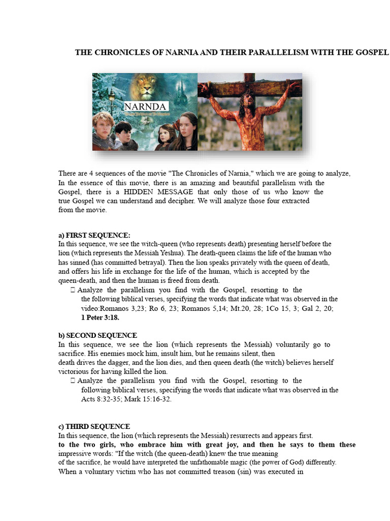 Questions - The Chronicles of Narnia and Its Parallels With The Gospel ...