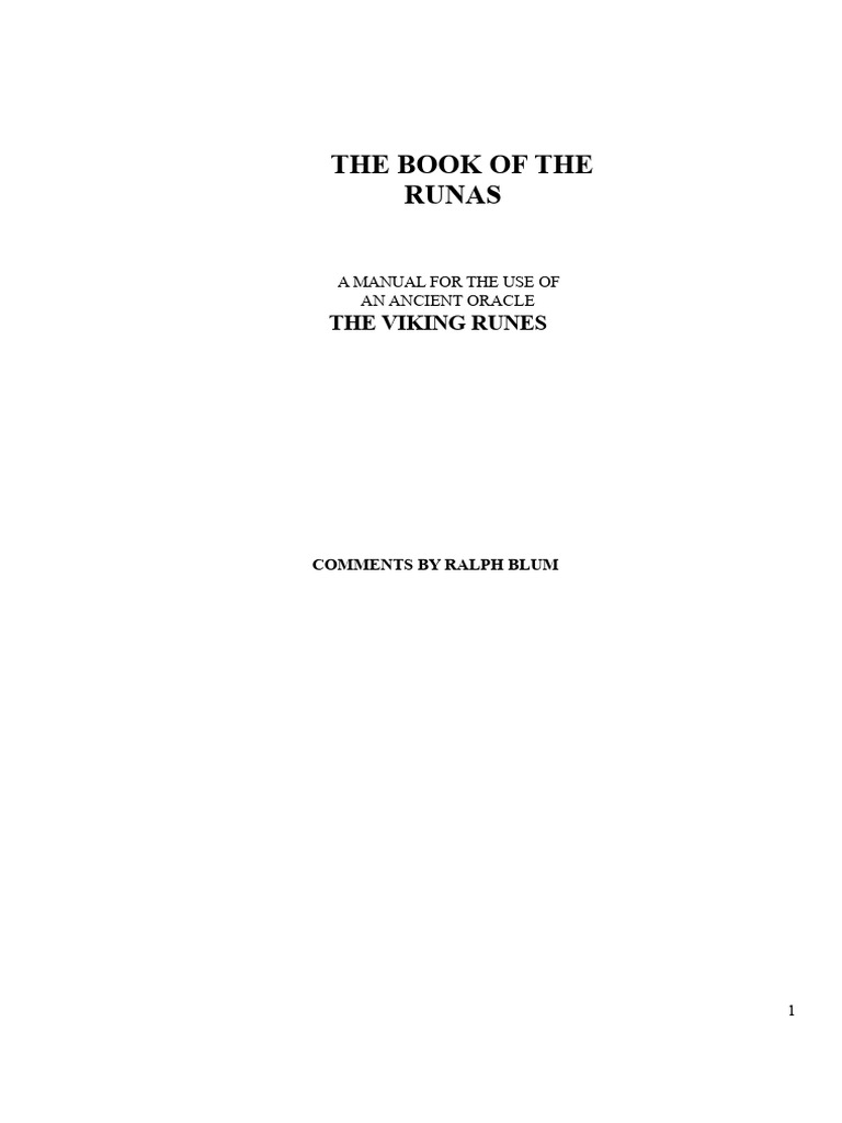 Ralph Blum - The Book of Runes | PDF | Runes | Norse Mythology