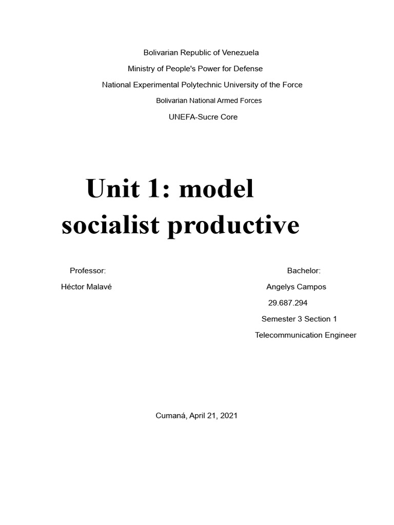 Unit I Socialist Productive Model | PDF | Socialism | Capitalism