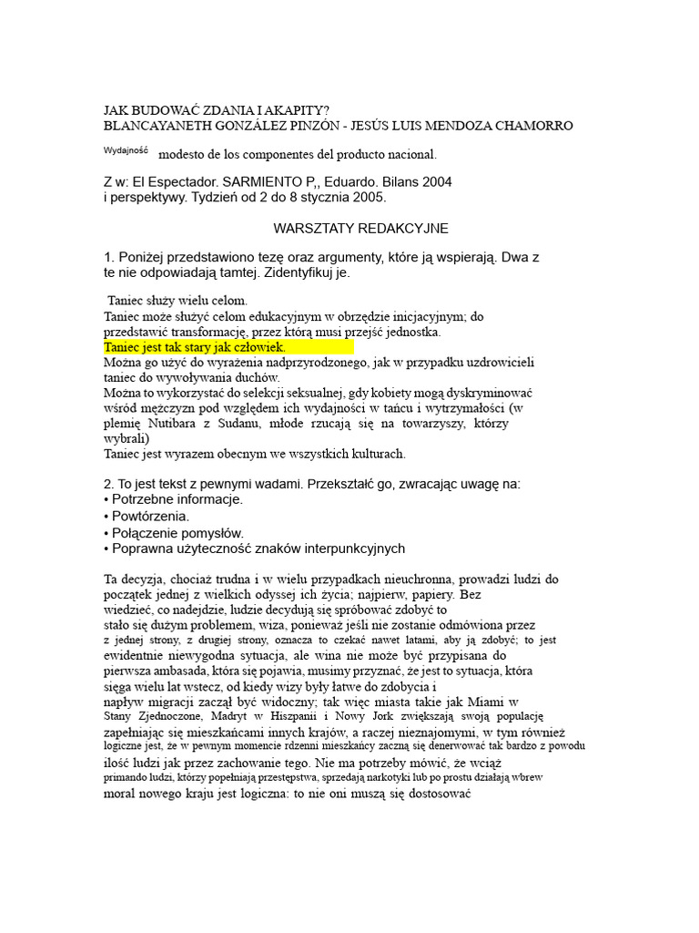 Jak Budować Zdania I Akapity (1) Kompletne | PDF