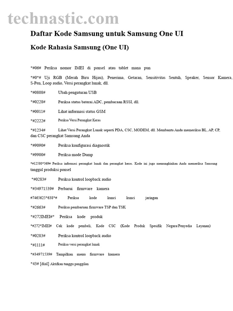 Kode Rahasia Samsung | PDF