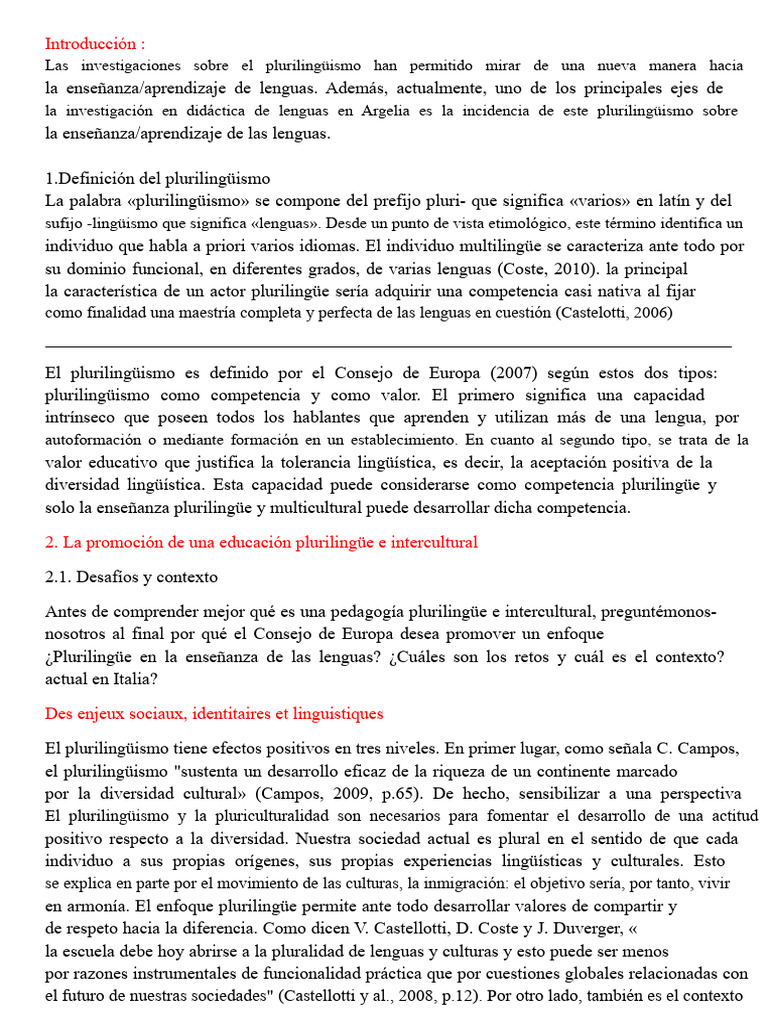 Qué es el plurilingüismo y su impacto | PDF | Multilingüismo | Enseñando
