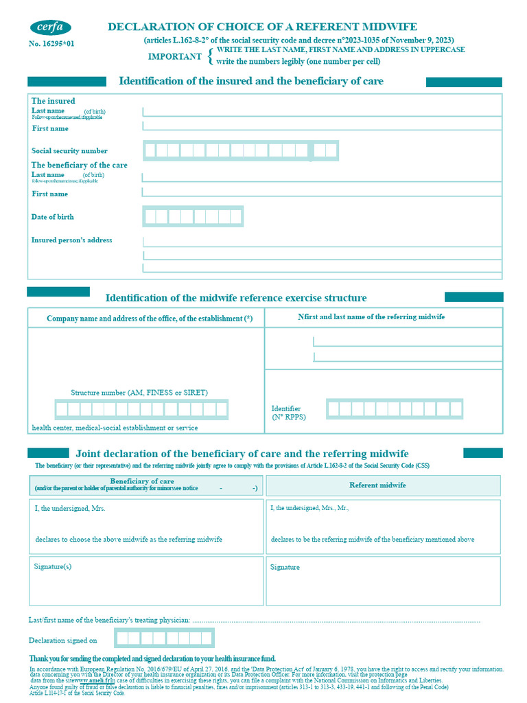Referent Midwife Choice Declaration Form | PDF | Information Privacy ...
