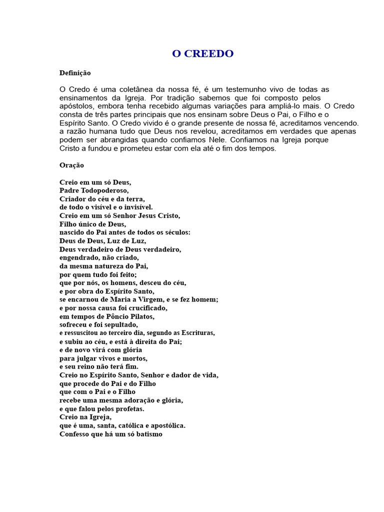 Creio meditado | PDF | Teologia | Crença e doutrina religiosa