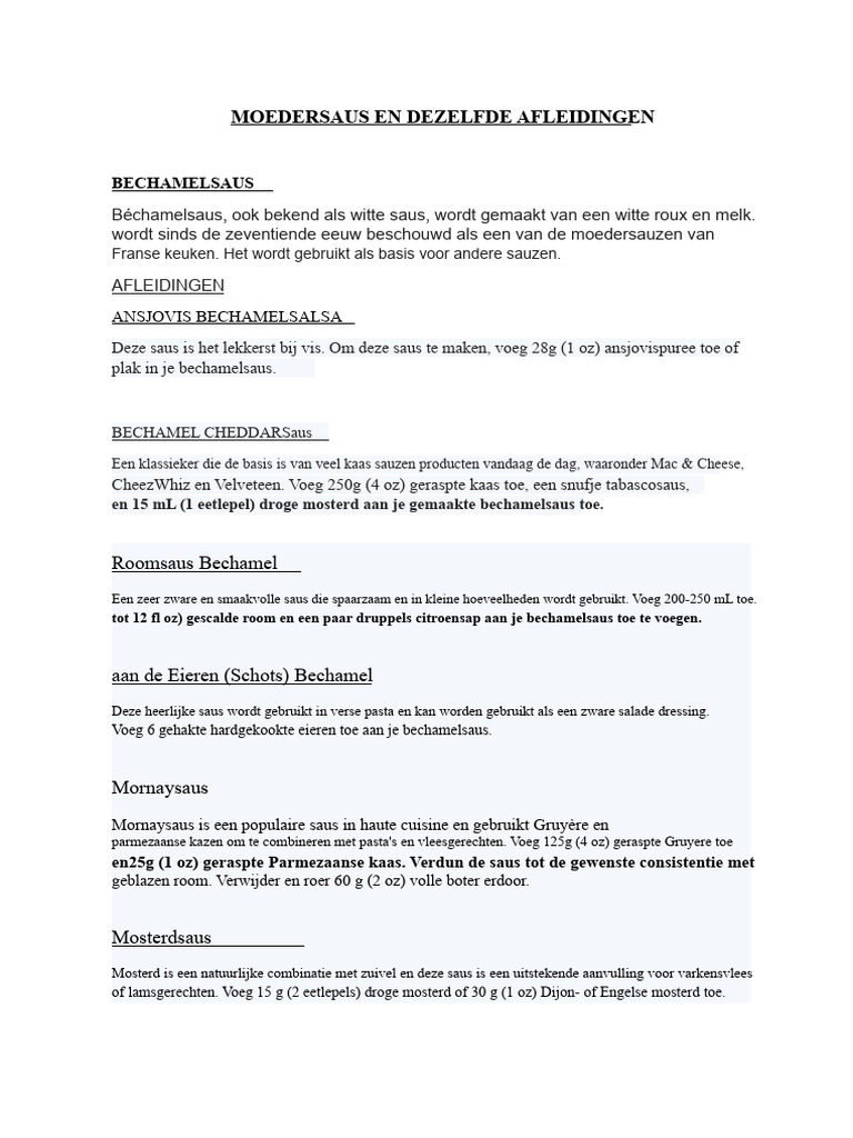 Moedersauces en de Rondelen | PDF