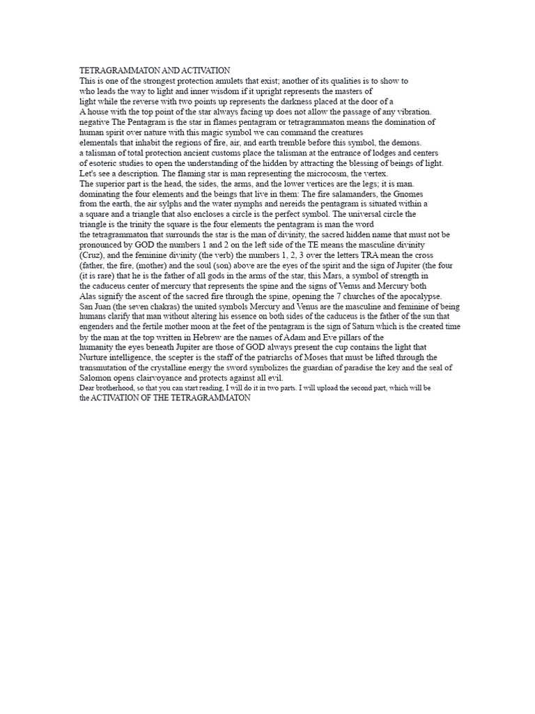 Tetragrammaton Meaning and Activation | PDF | Amulet | Religious Belief ...