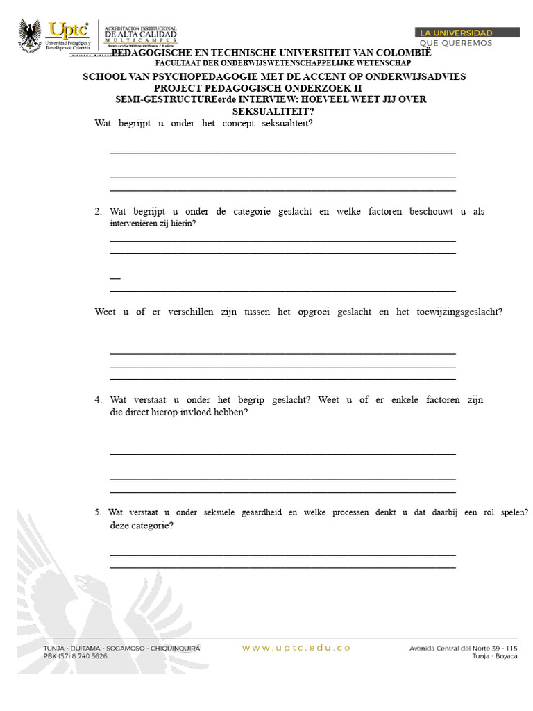 Semi-Gestructureerd Interview - Seksualiteit | PDF