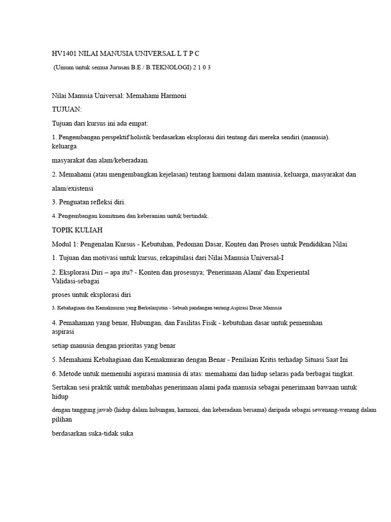 HV1401 Nilai-Nilai Manusia Universal | PDF