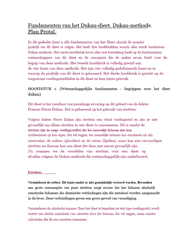 Fundamenten Van Het Dukan-Dieet | PDF