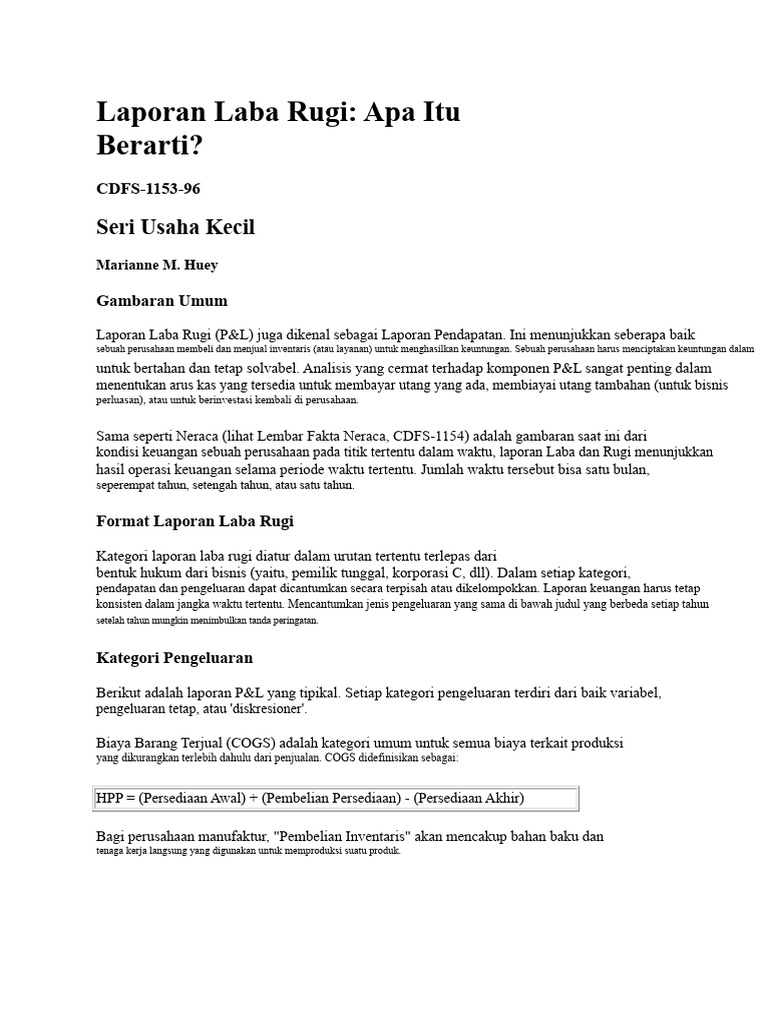 Laporan Laba Rugi | PDF