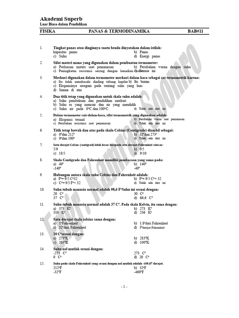 Kepanasan & Termodinamika oleh KAMRAN SOOMRO | PDF