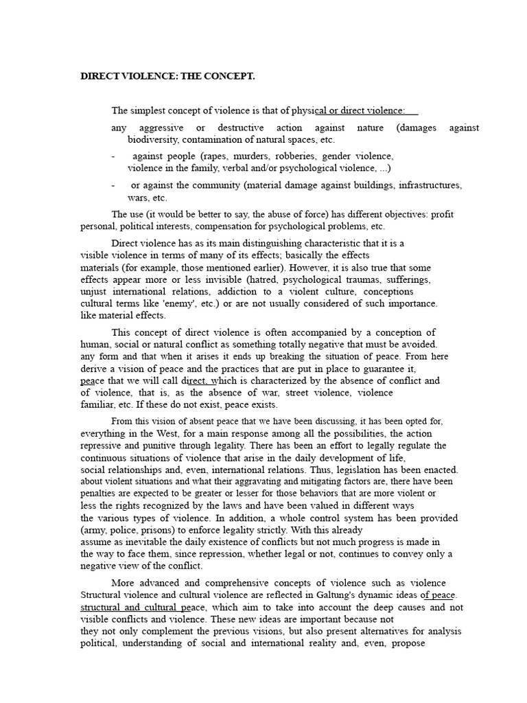 Direct Structural And Cultural Violence The Concepts Pdf Violence