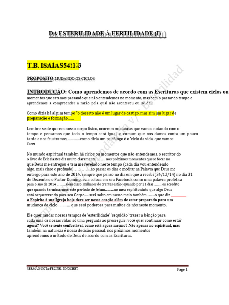 Da Esterilidade À Fertilidade | PDF | Deus | Oração