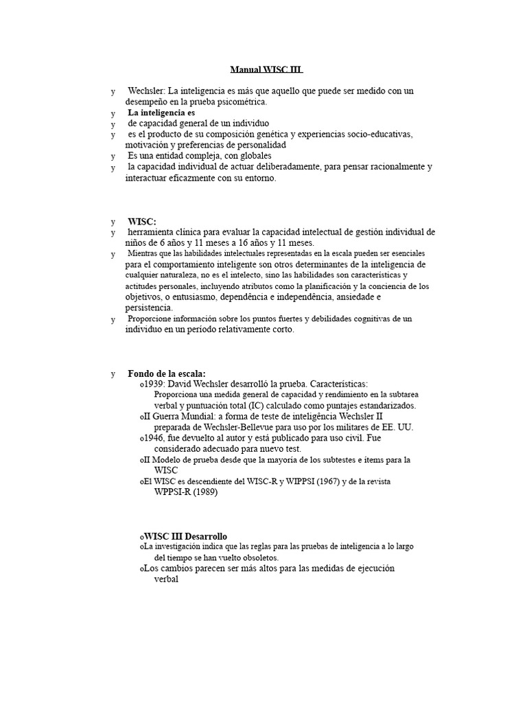 Guía Completa sobre el WISC III | PDF | Escala de inteligencia para ...