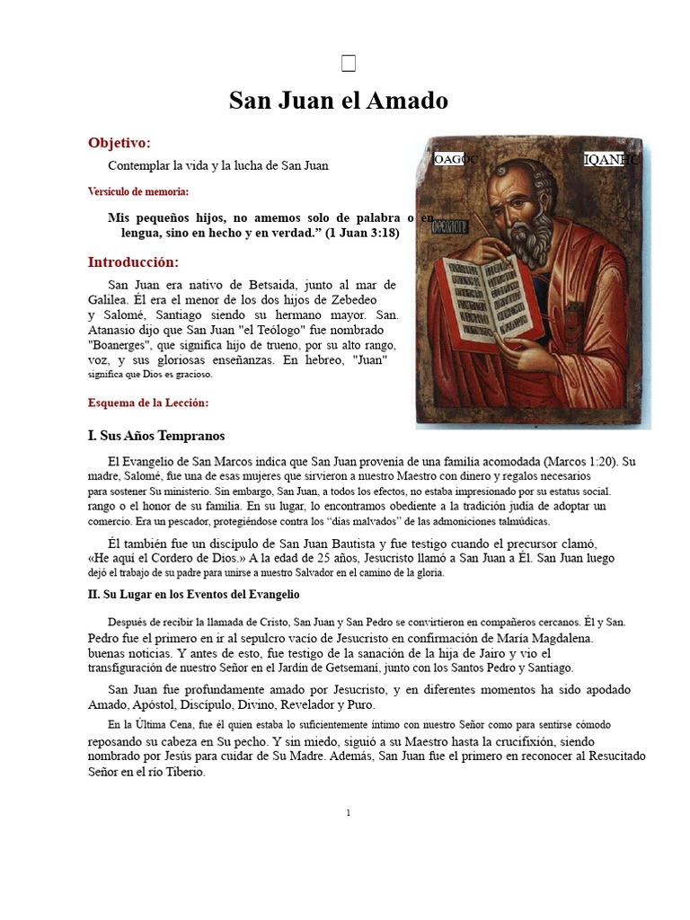 Vida y legado de San Juan el Amado | PDF | Juan el apóstol | Jesús