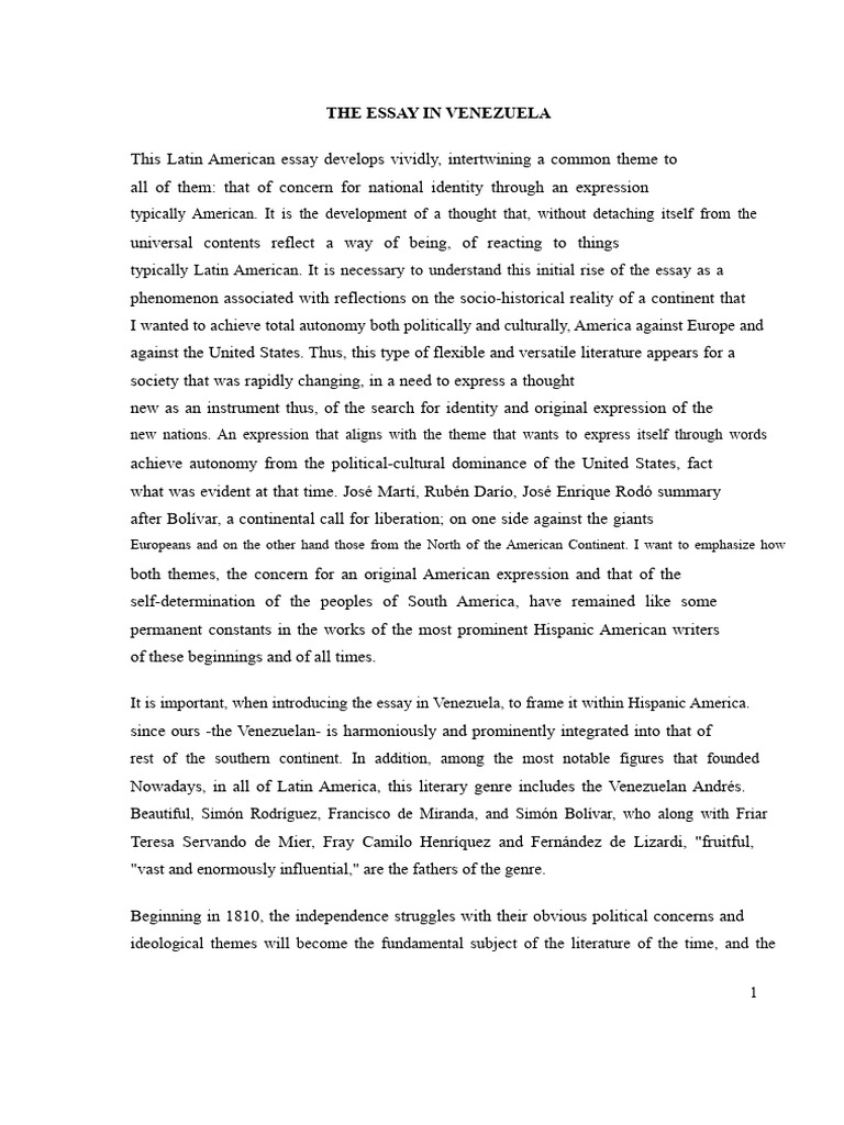 The Essay in Venezuela | PDF | Venezuela | Essays
