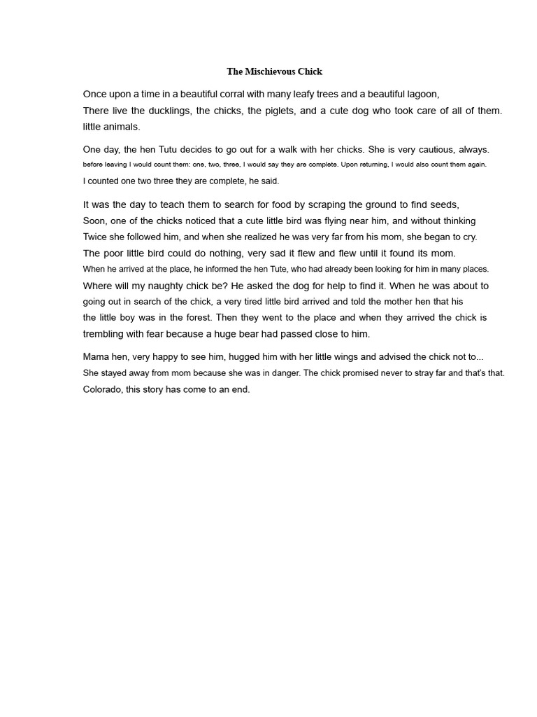 The Mischievous Chick | PDF