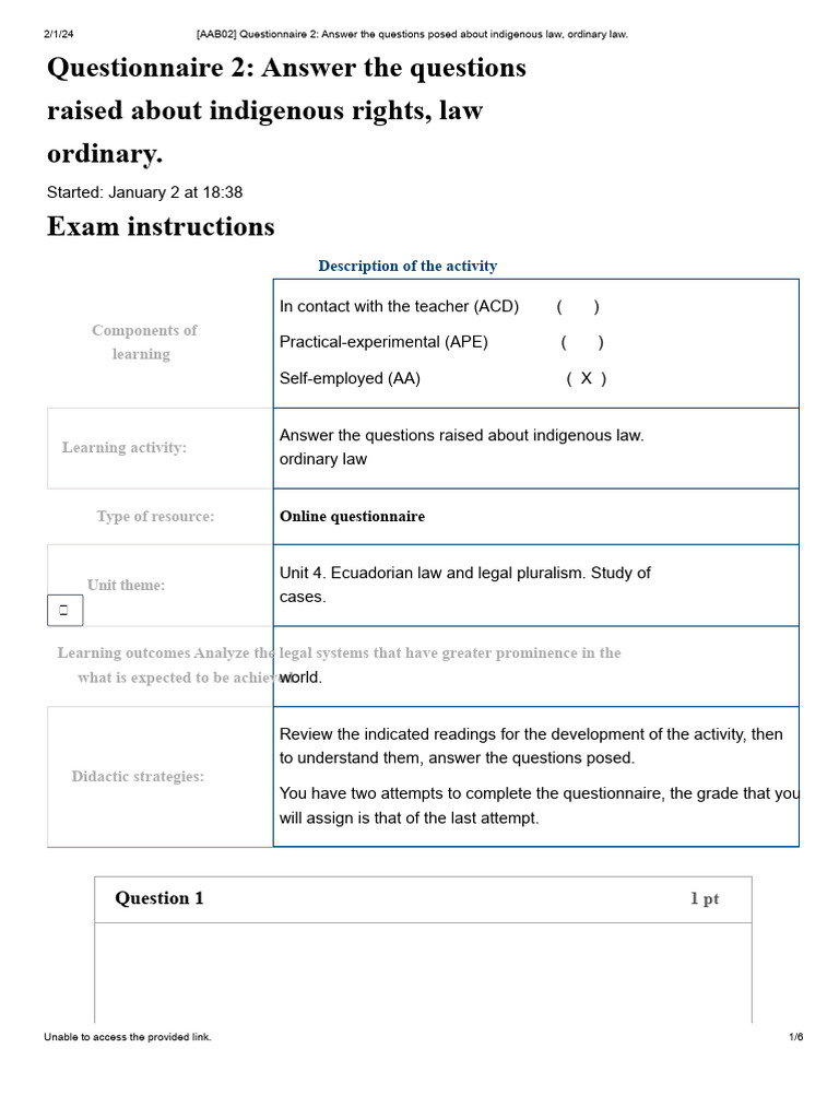 Questionnaire 2 - Pluralism Answer The Questions Posed About Indigenous ...