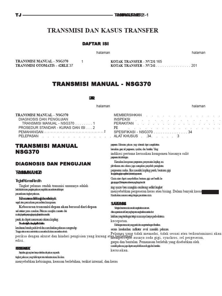 NSG370 Transmisi Manual | PDF