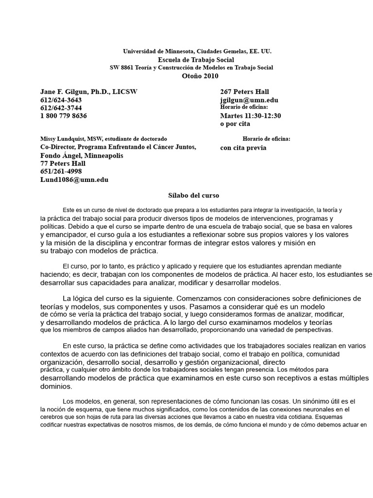 Teoría y Construcción de Modelos en Trabajo Social, un Programa de ...