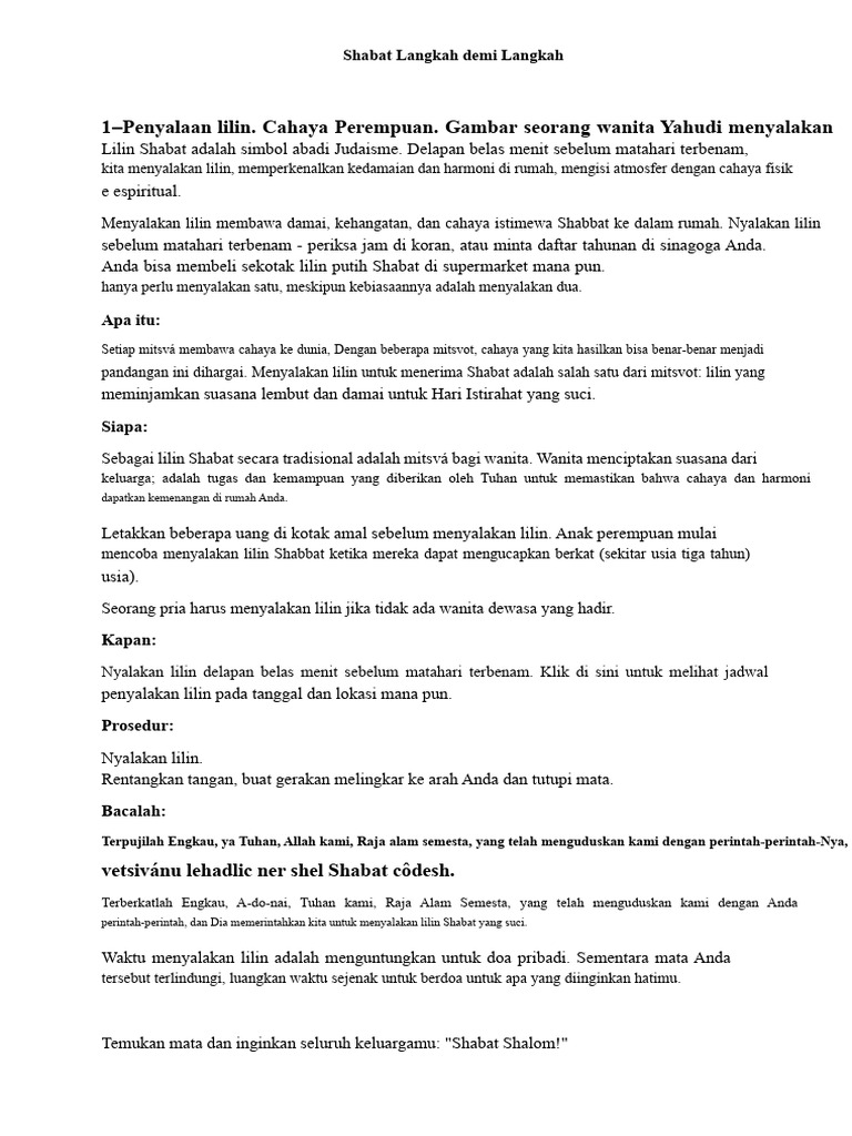 Shabat Langkah Demi Langkah | PDF