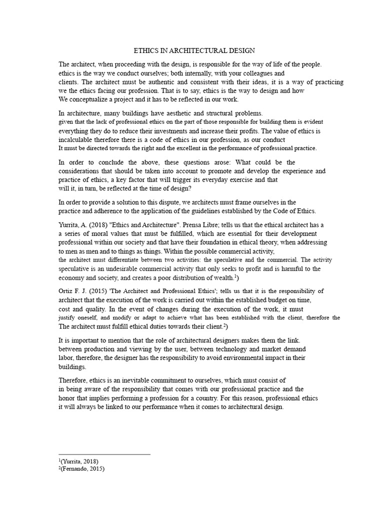 ETHICS IN ARCHITECTURAL DESIGN.docx | PDF | Professional Ethics ...