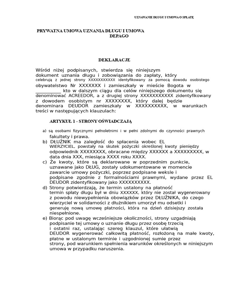 Umowa Płatności | PDF