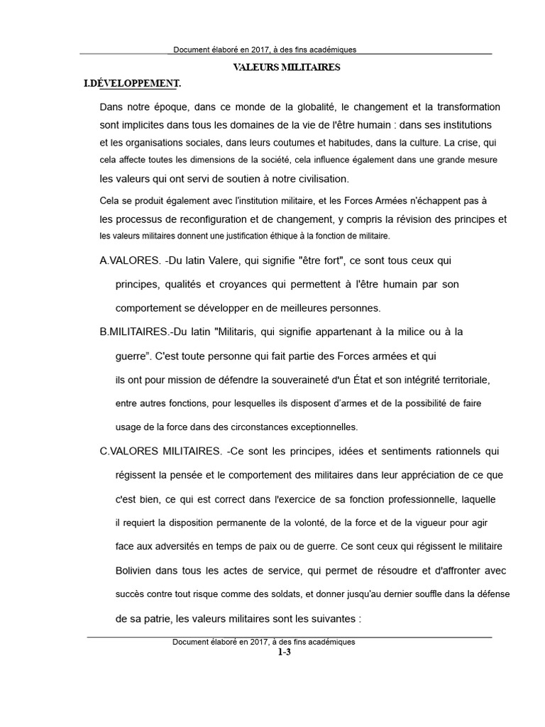 Valeurs Militaires | PDF
